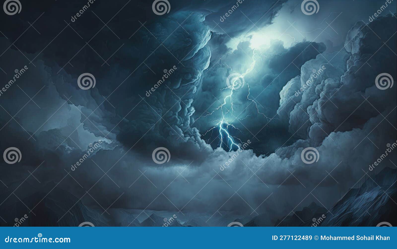 Dark Ominous Clouds Just the Sky Thunder in the Middle Landscape ...