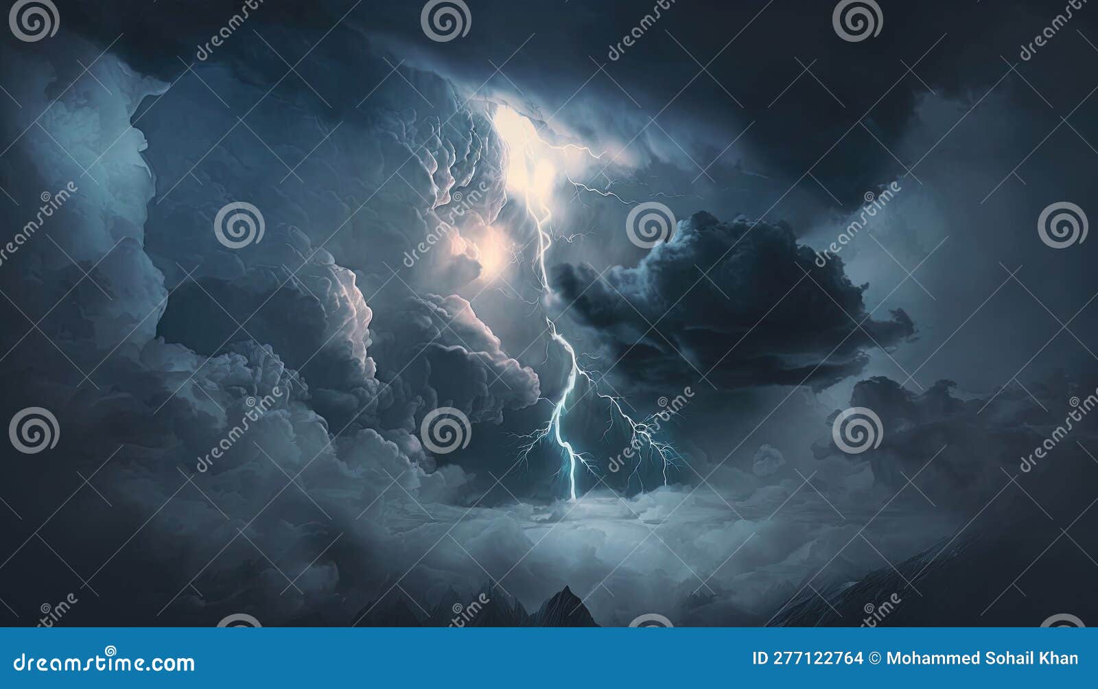 Dark Ominous Clouds Just the Sky Thunder in the Middle Landscape ...