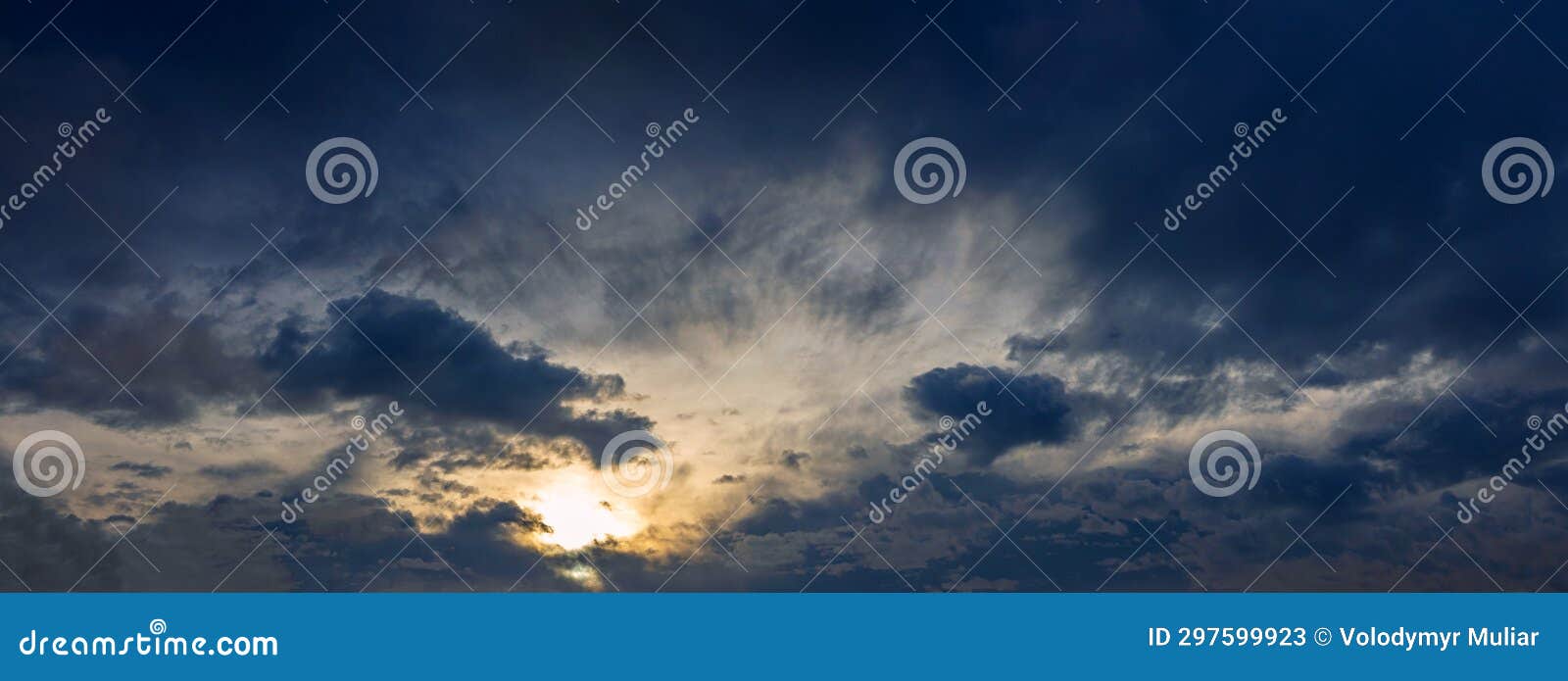 Dark Ominous Sky with Blue Clouds during Sunrise Stock Image - Image of ...