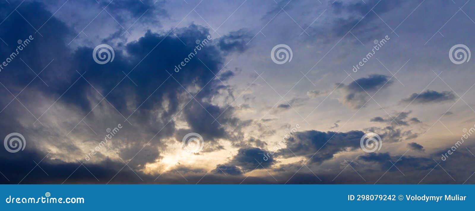 Dark Ominous Sky with Blue Clouds during Sunrise Stock Photo - Image of ...