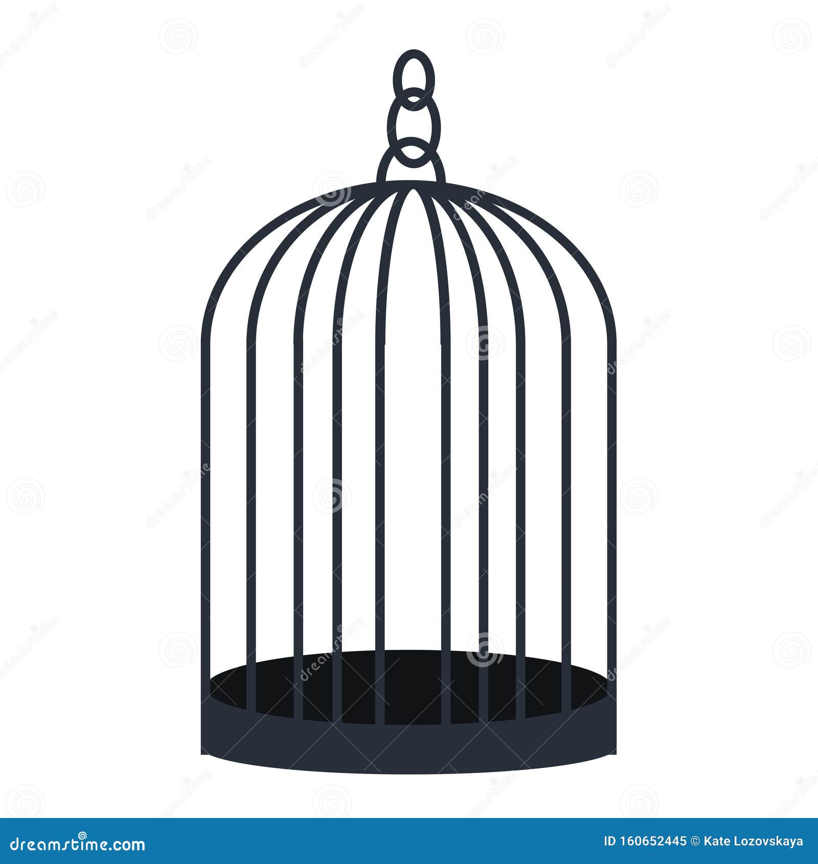 Dark Open Empty Cage for Birds or Animals in Vintage Dome-shape. Vector ...