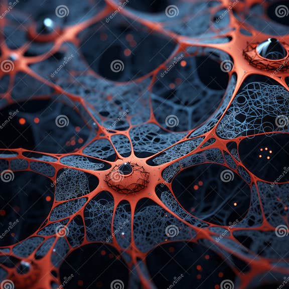 Dark Orange and Black 3d Rendered Art on Neurons and Cell Development ...