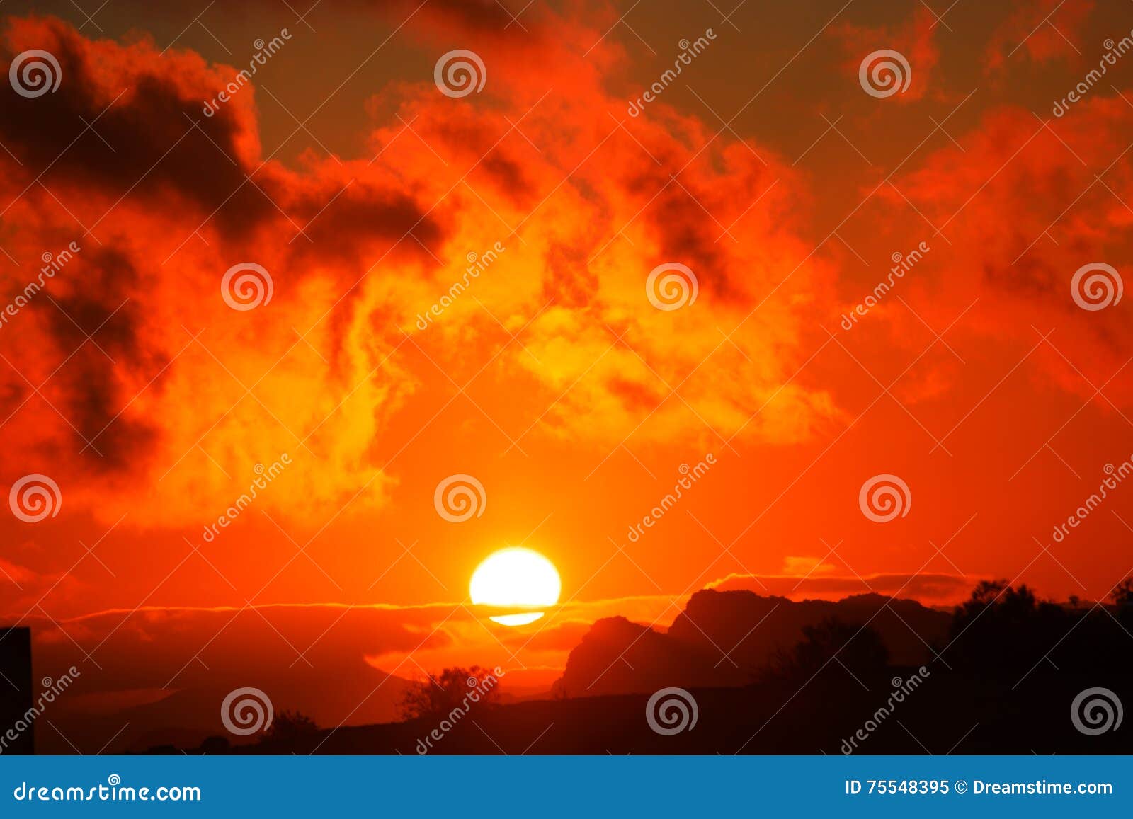 Dark Orange Sunset stock image. Image of beautiful, dawn - 75548395