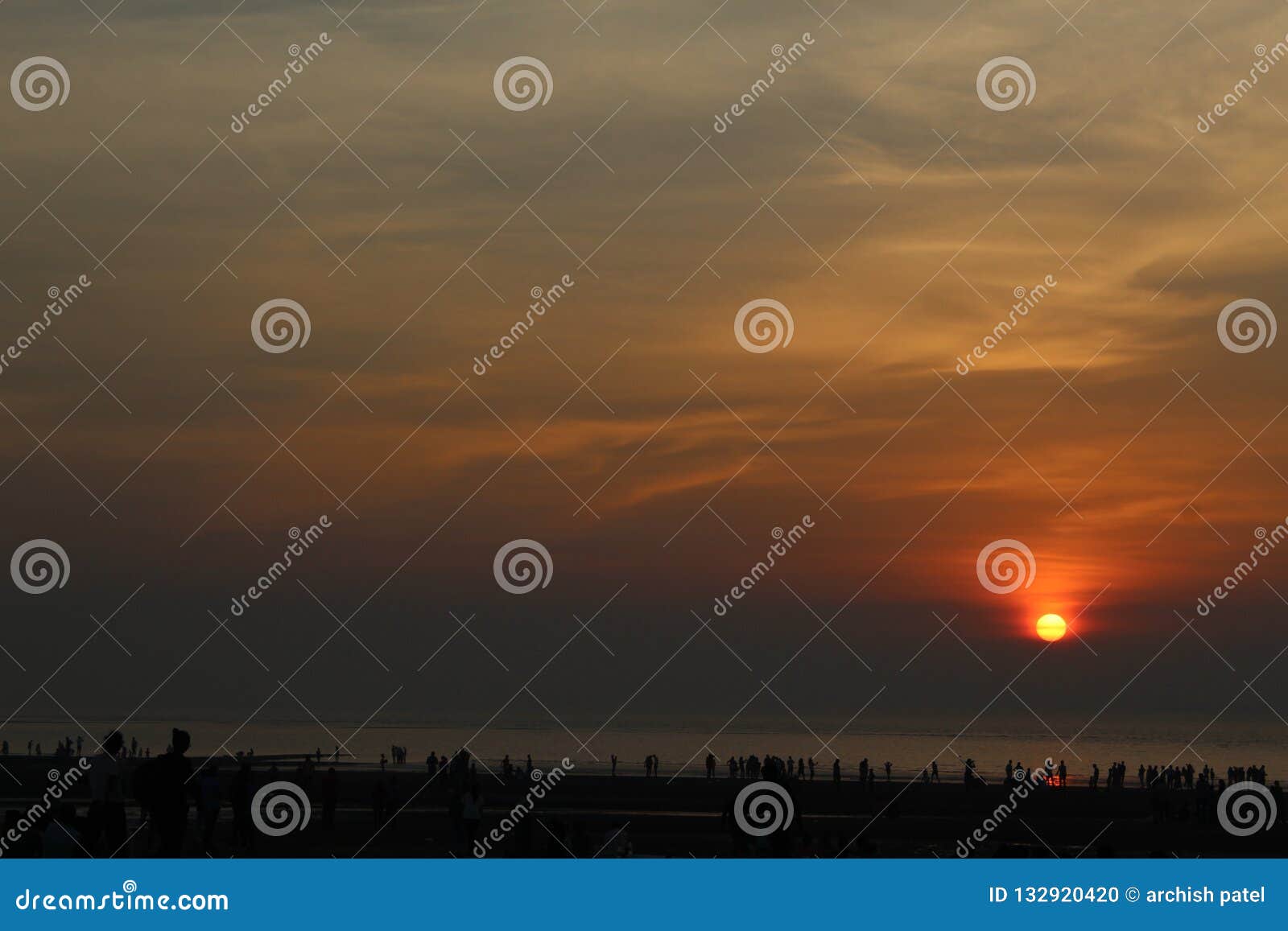 Dark orange sunset stock photo. Image of ocean, sunset - 132920420