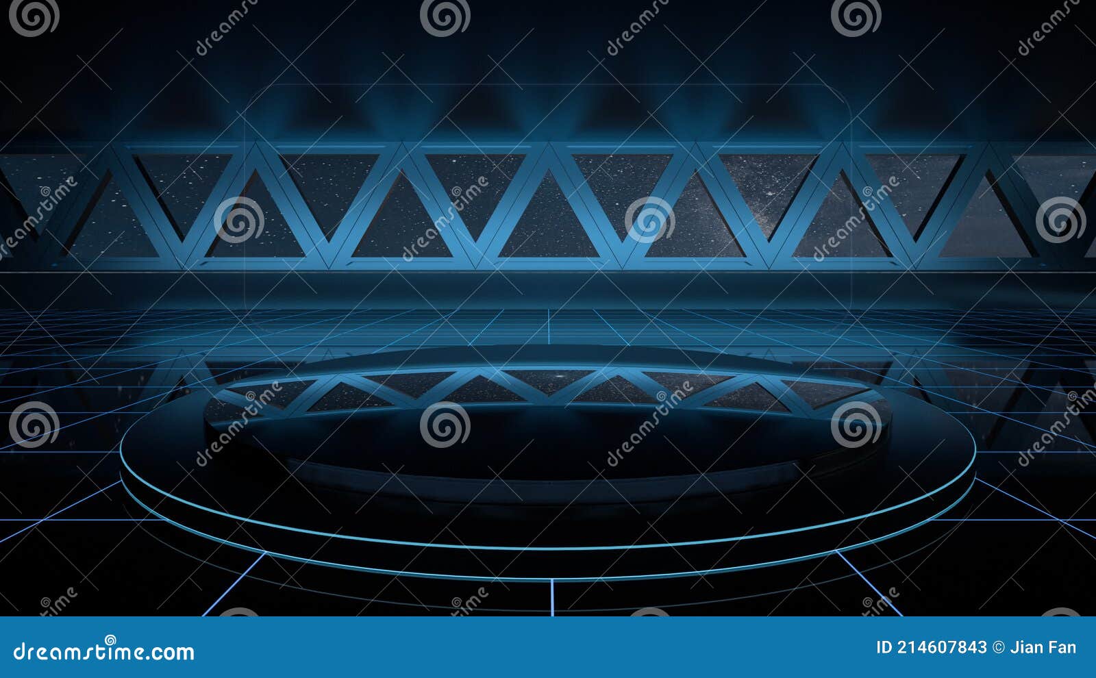 Dark Outer Space Room with Empty Stage, 3d Rendering Stock Video ...
