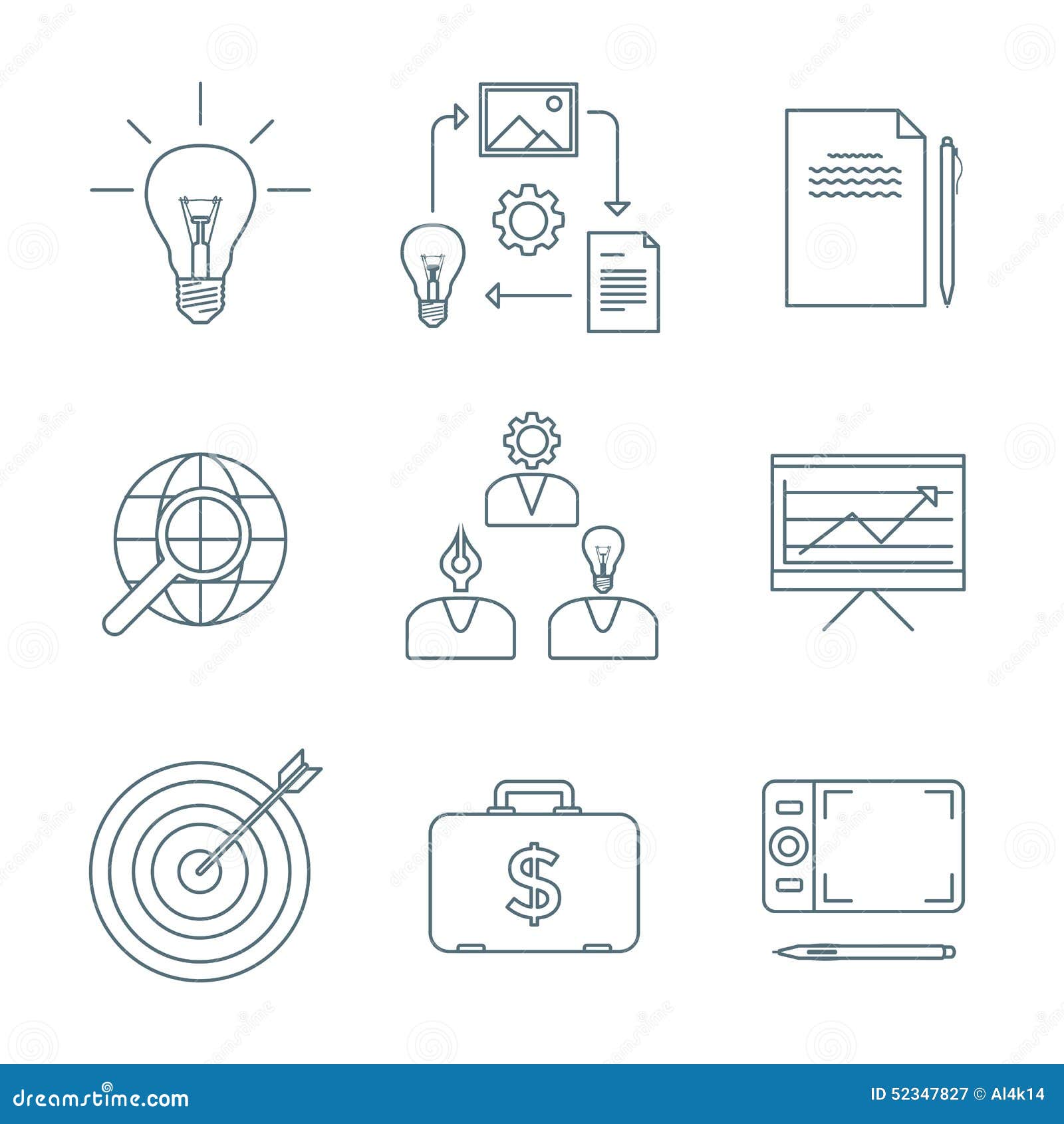 Dark Outline Creative Business Process Icons Set Stock Illustration ...