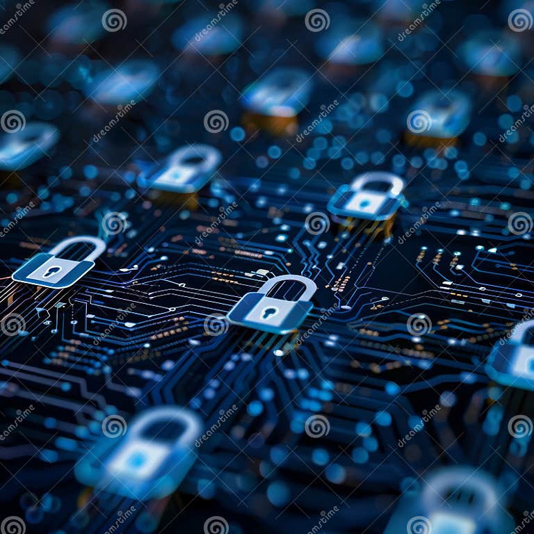 Dark Outline of Digital Security Protocols. Stock Illustration ...