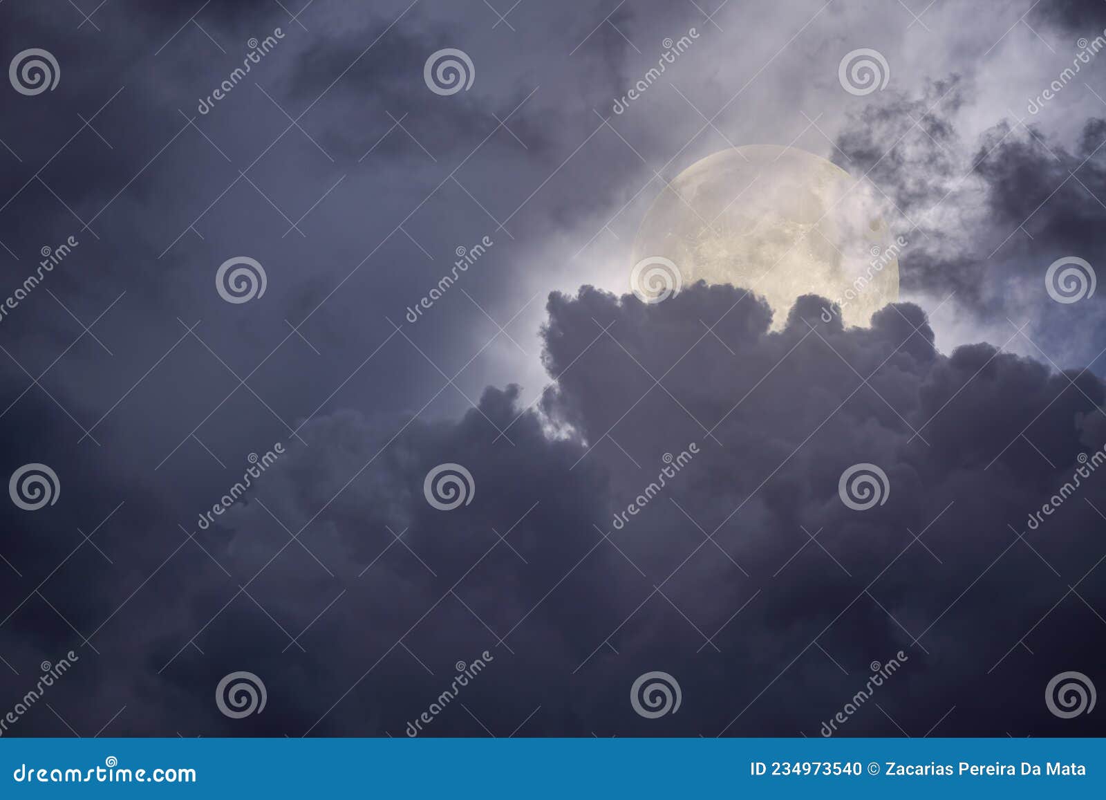 Cloudy full moon night stock photo. Image of mysterious - 234973540