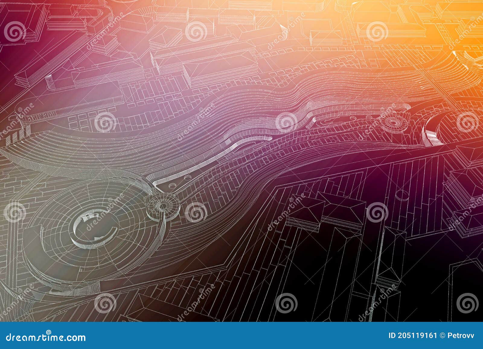 Dark Plan Modern City Top View Stock Illustration - Illustration of ...