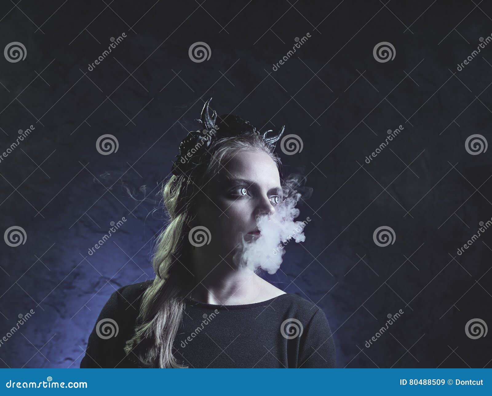 Dark Portrait of Evil Witch in Smoke Stock Image - Image of forbidden ...