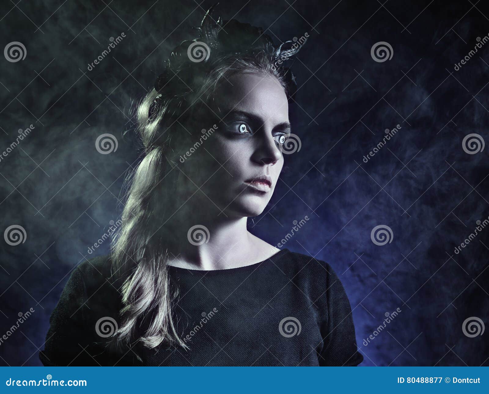 Dark Portrait of Evil Witch in Smoke Stock Image - Image of dark ...