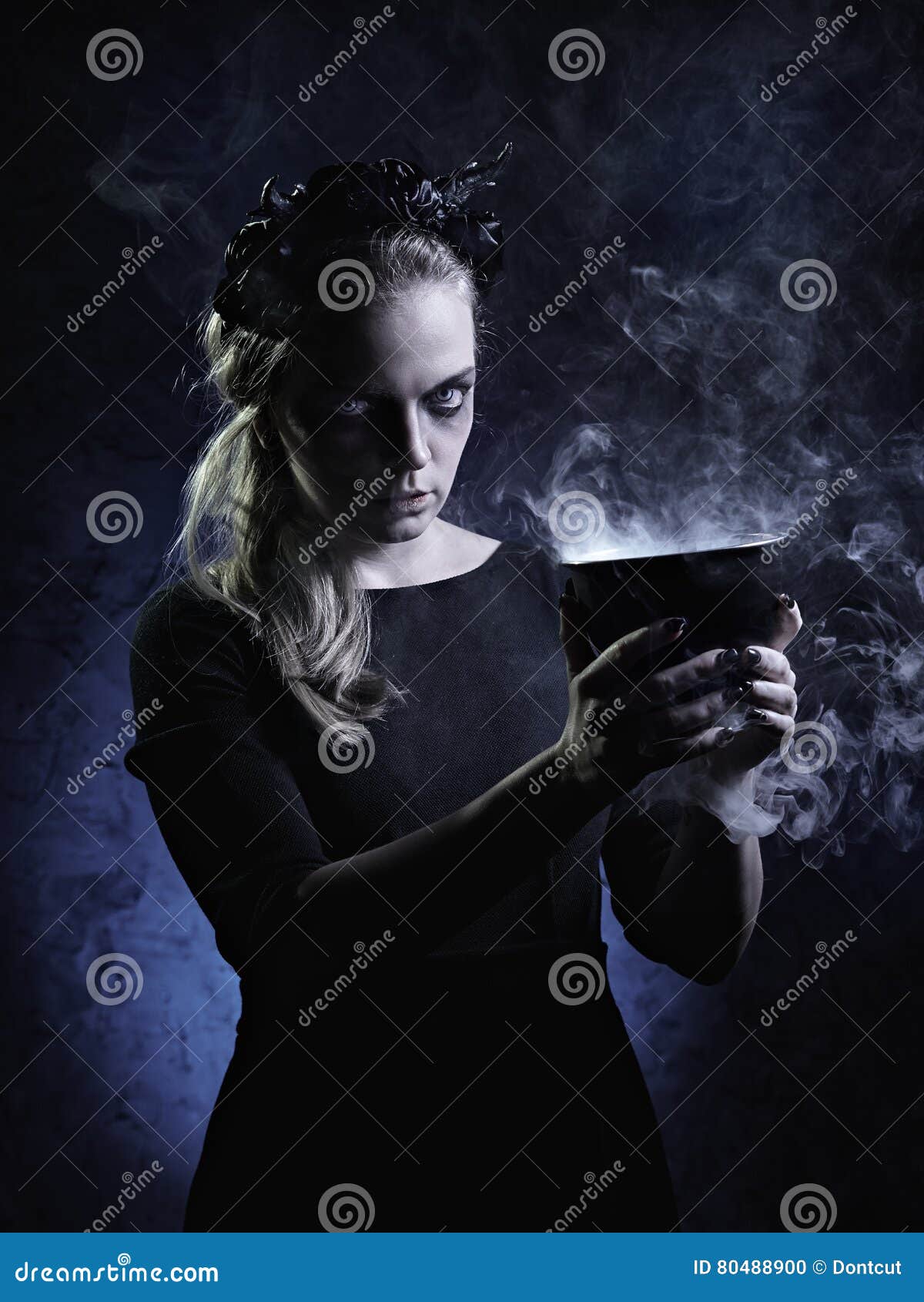 Dark Portrait of Evil Witch in Smoke Stock Photo - Image of fear ...