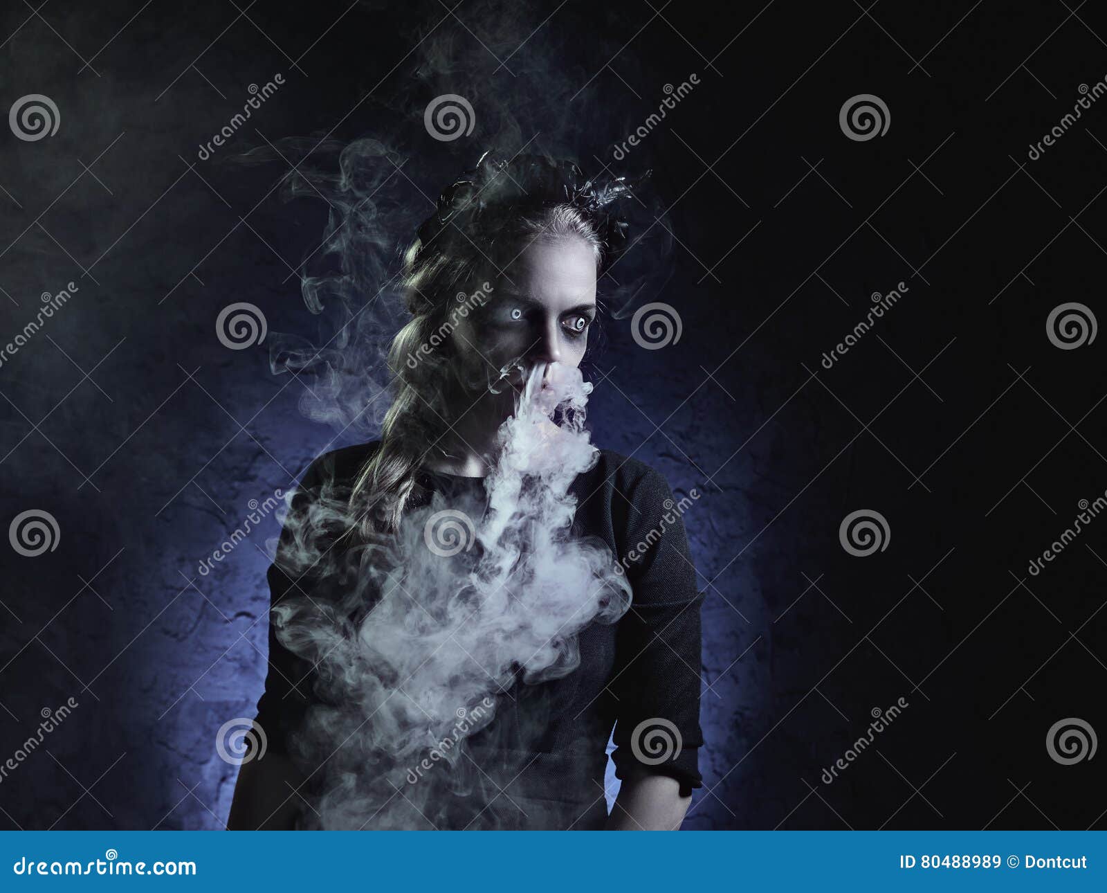 Dark Portrait of Evil Witch in Smoke Stock Image - Image of cool ...