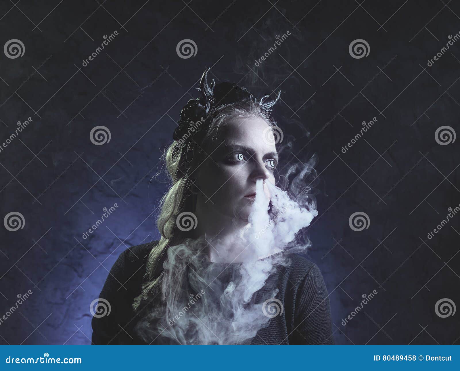 Dark Portrait of Evil Witch in Smoke Stock Photo - Image of dangerous ...