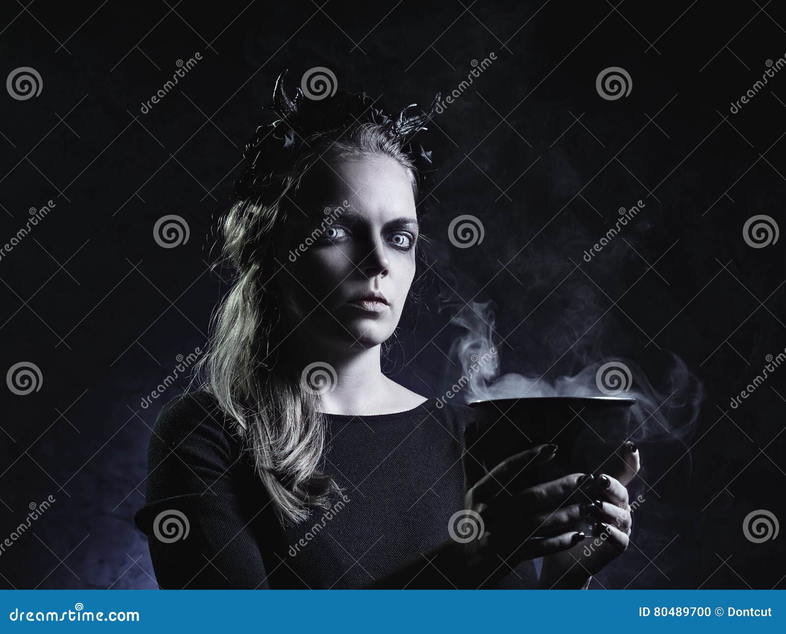 Dark Portrait of Evil Witch in Smoke Stock Photo - Image of cool ...
