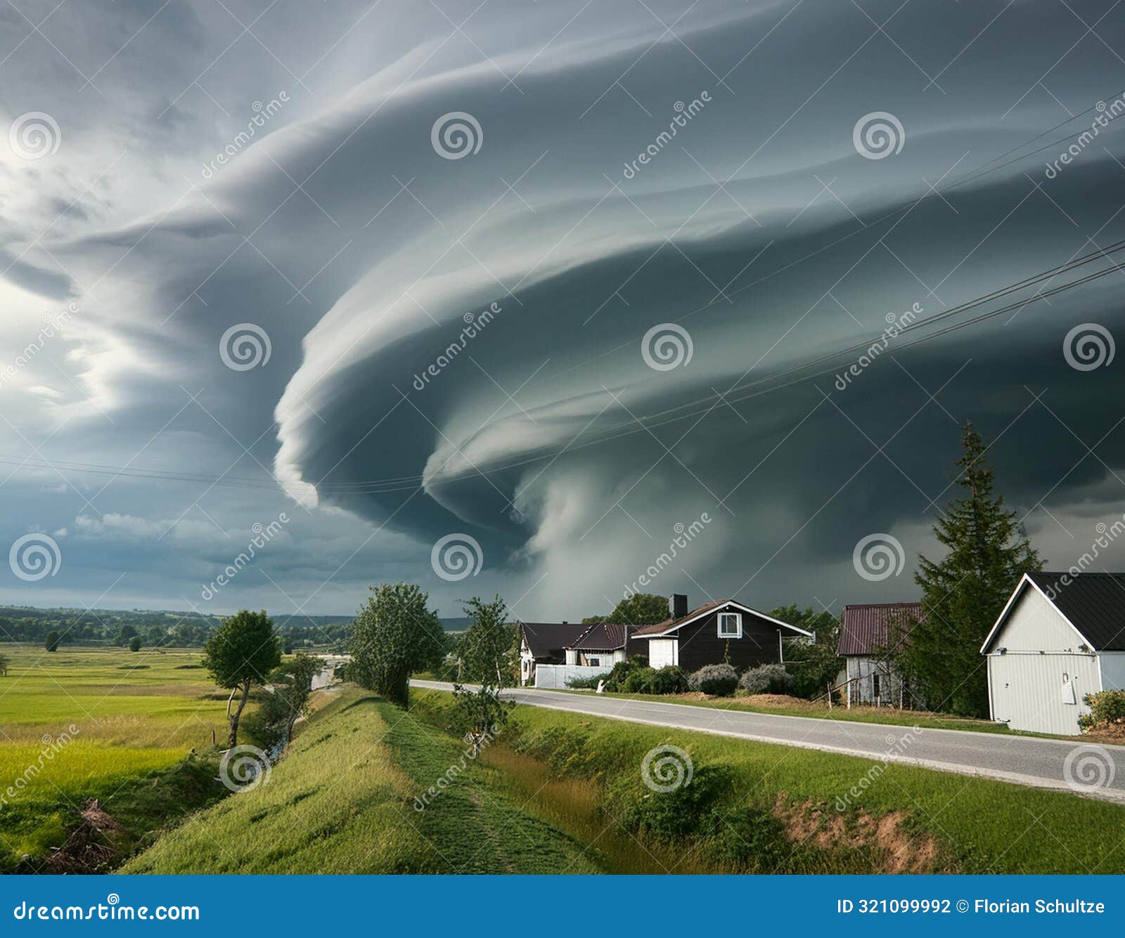 A Dark and Powerful Tornado Storm Was Foreboding on the Country Side ...