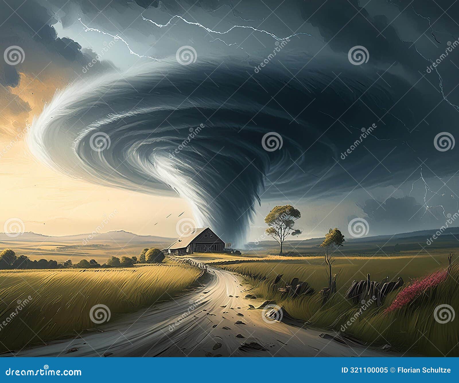 A Dark and Powerful Tornado Storm Was Foreboding on the Country Side ...