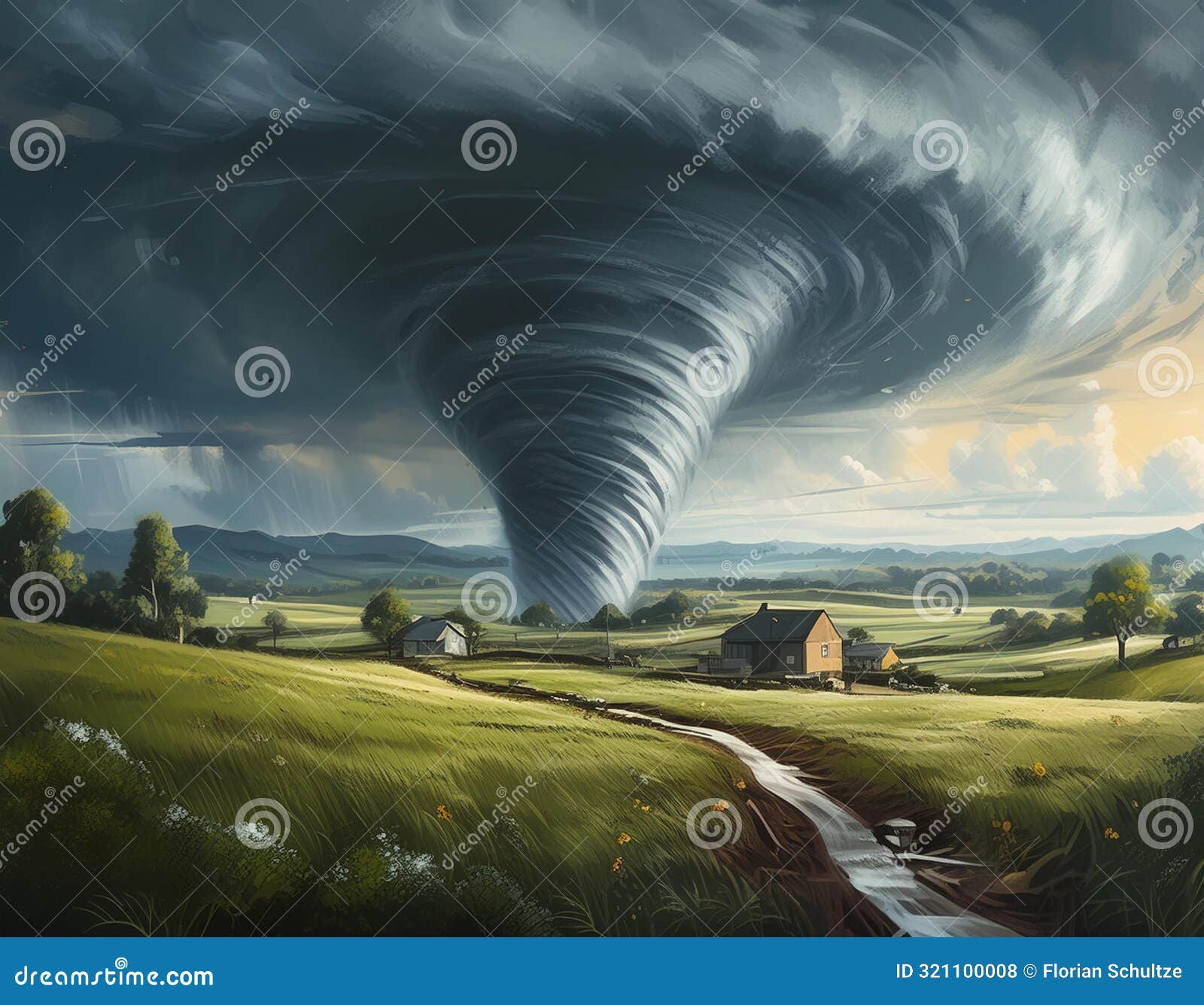 A Dark and Powerful Tornado Storm Was Foreboding on the Country Side ...