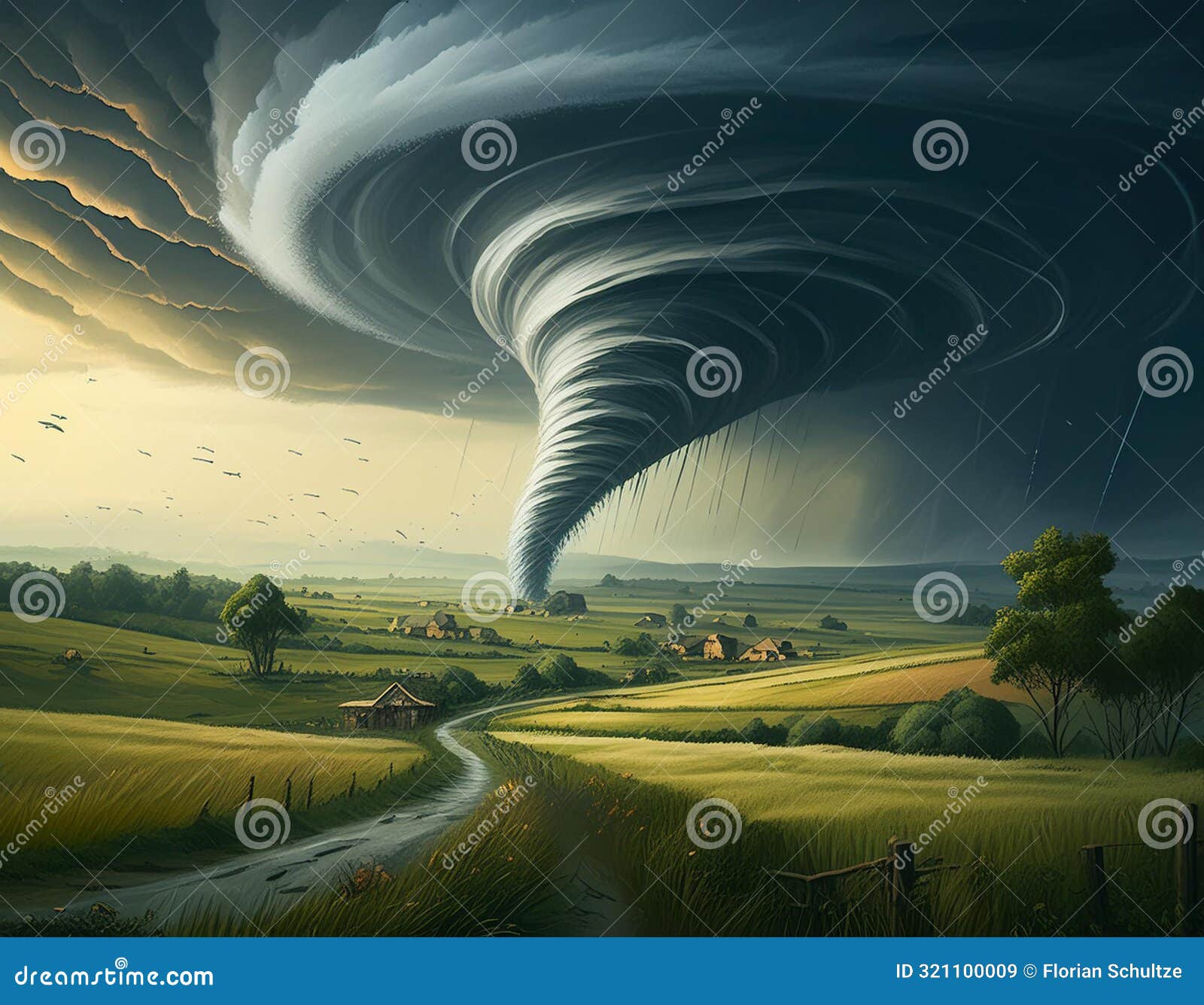 A Dark and Powerful Tornado Storm Was Foreboding on the Country Side ...