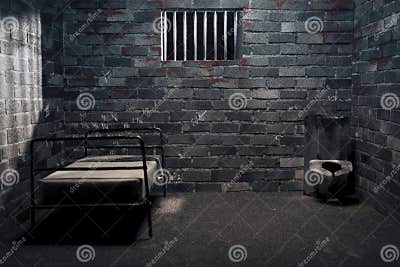 Dark prison cell at night stock photo. Image of brick - 16387446