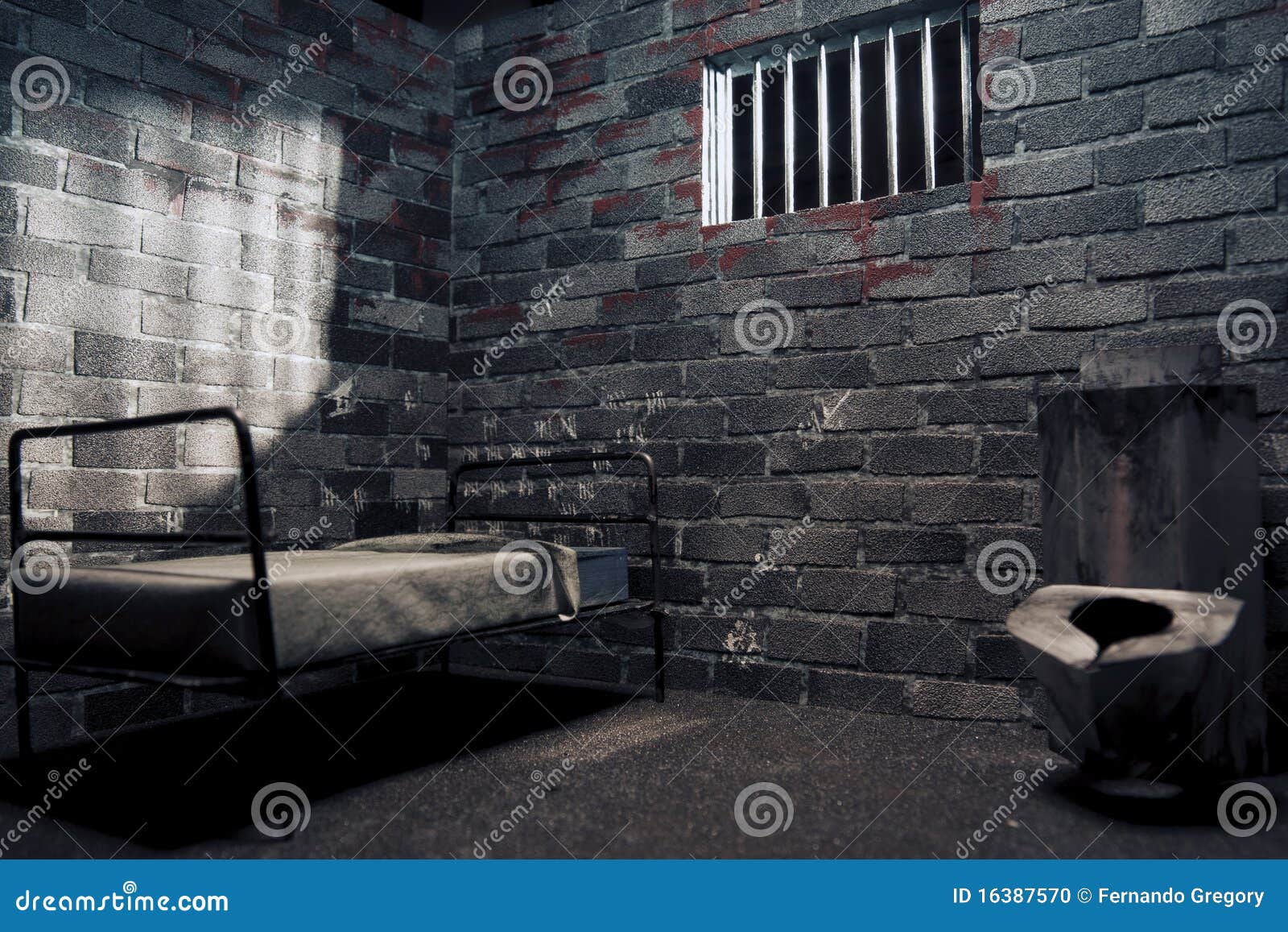 Dark prison cell at night stock photo. Image of brickwalls - 16387570