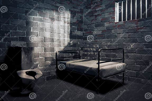 Dark prison cell at night stock image. Image of bunk - 16387893