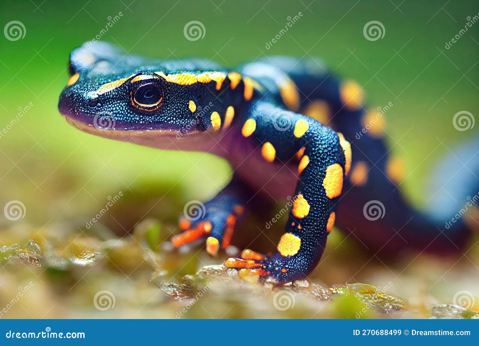 Dark Purple Multi-colored Salamander with Bright Orange Paws in Motion ...