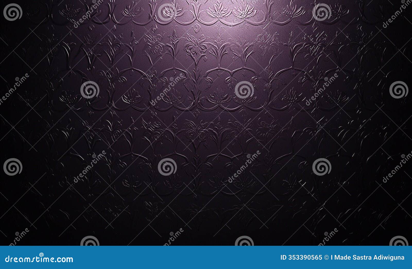 Dark Purple Textured Background with Floral Pattern, Spotlight Effect ...