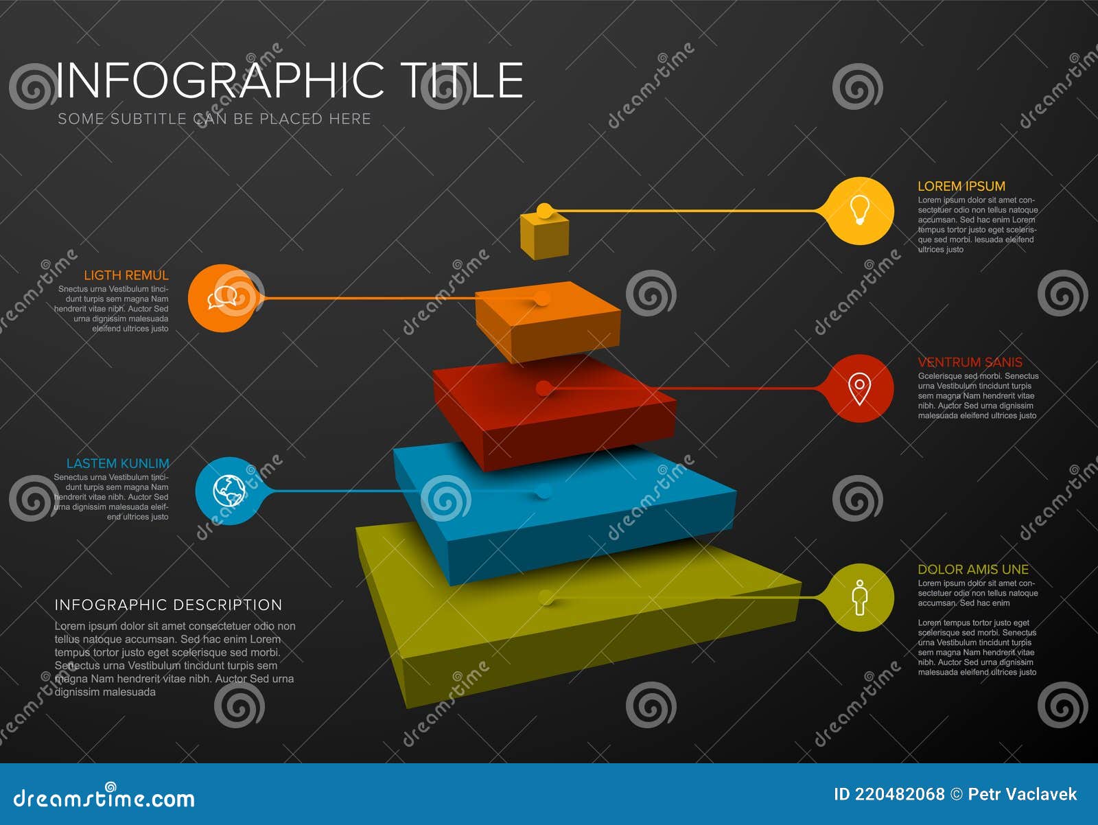 Pyramid, Layers Chart Infographic Vector Elements With Different ...