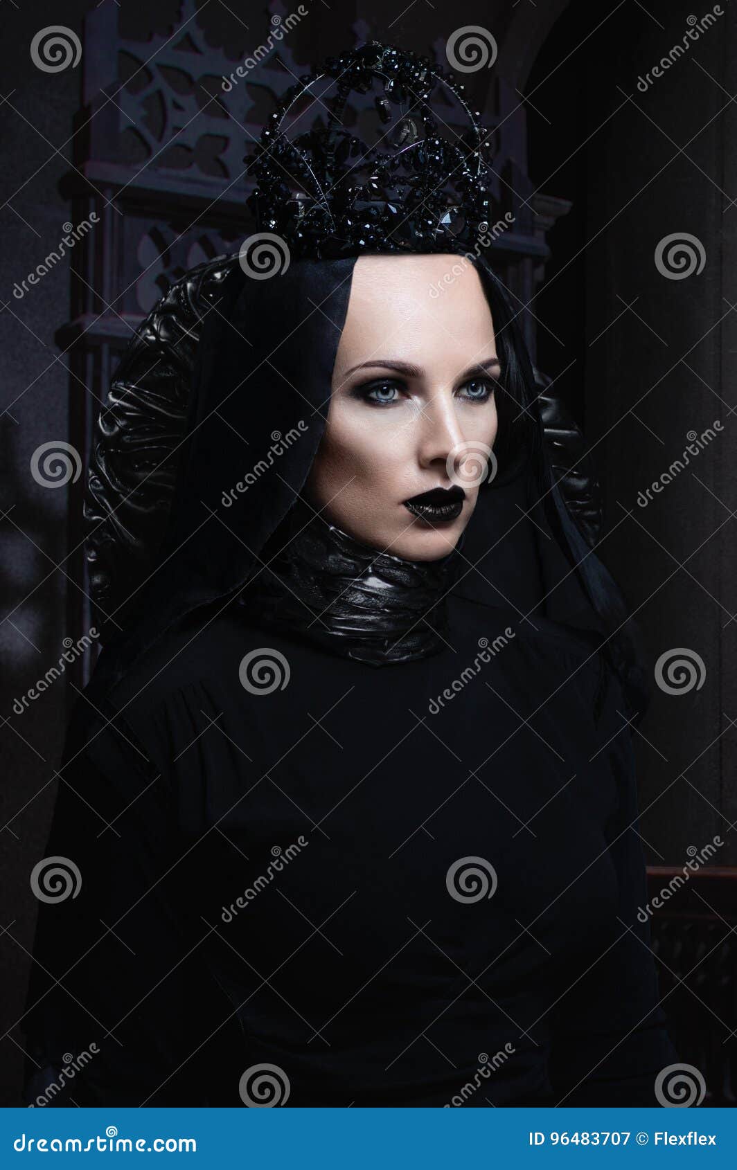 Dark Queen In Black Fantasy Costume Royalty-Free Stock Photography ...
