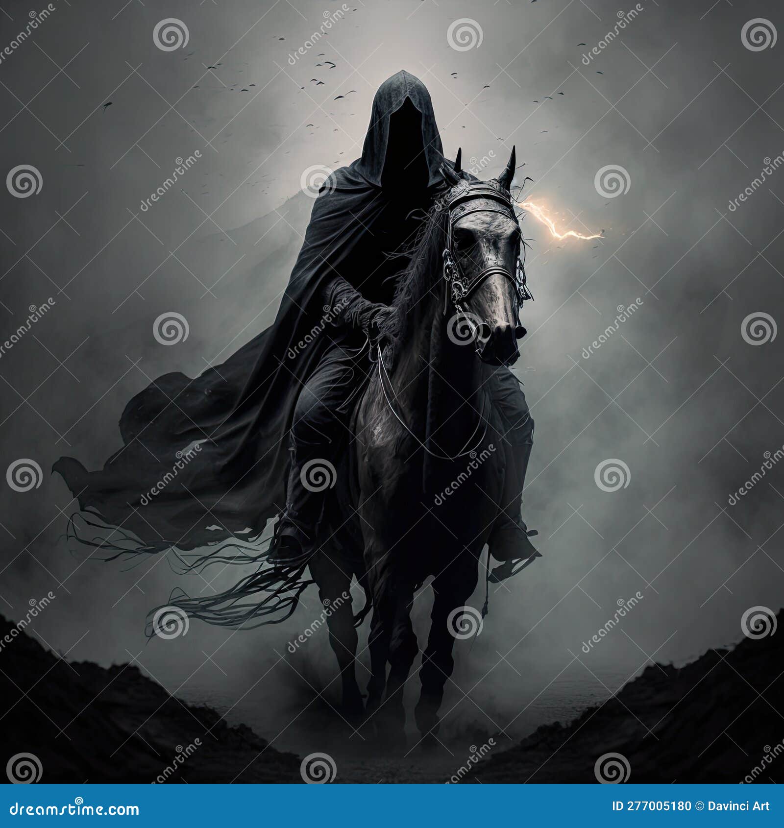 Dark Raider Riding A Horse Stock Photo | CartoonDealer.com #277005180
