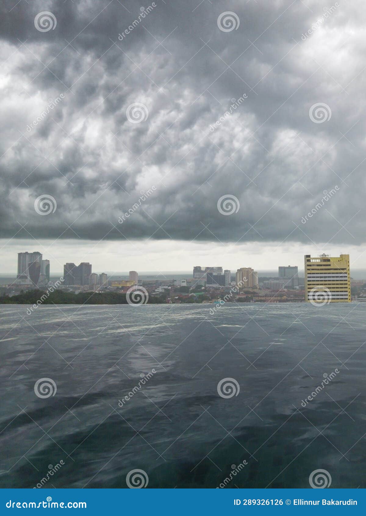 Dark Rain Cloud with Lightning Storm in the City Stock Photo - Image of ...
