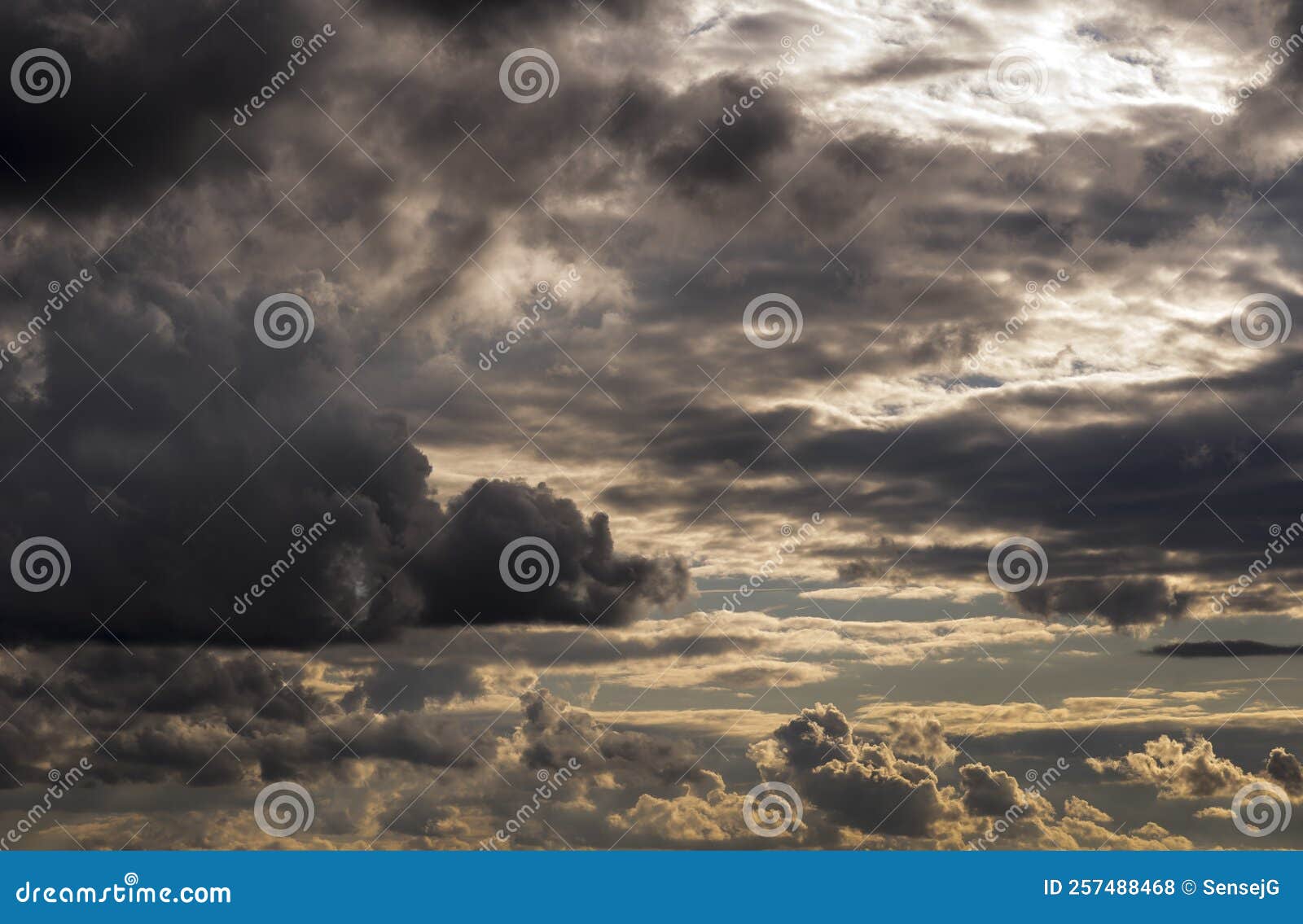 Dark Rainy Clouds during Sunset. Stock Photo - Image of sunset, rays ...