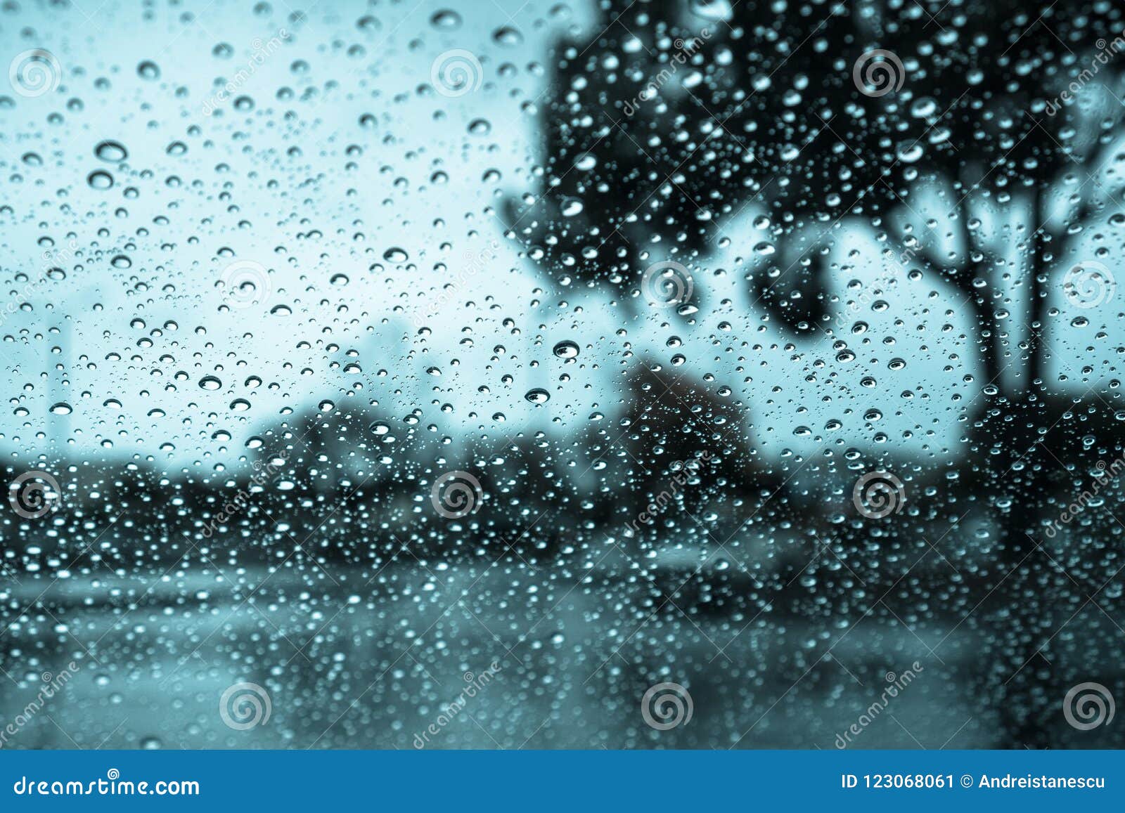 Dark and Rainy Day; Raindrops on the Windshield Stock Image - Image of ...