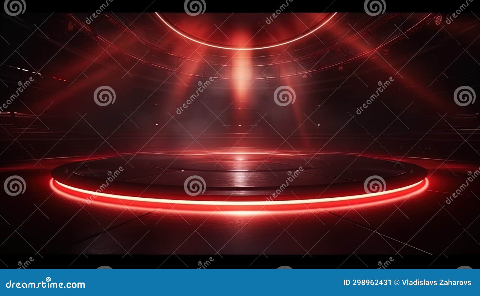 Dark Red Arena with Bright Light on Stage Stock Illustration ...