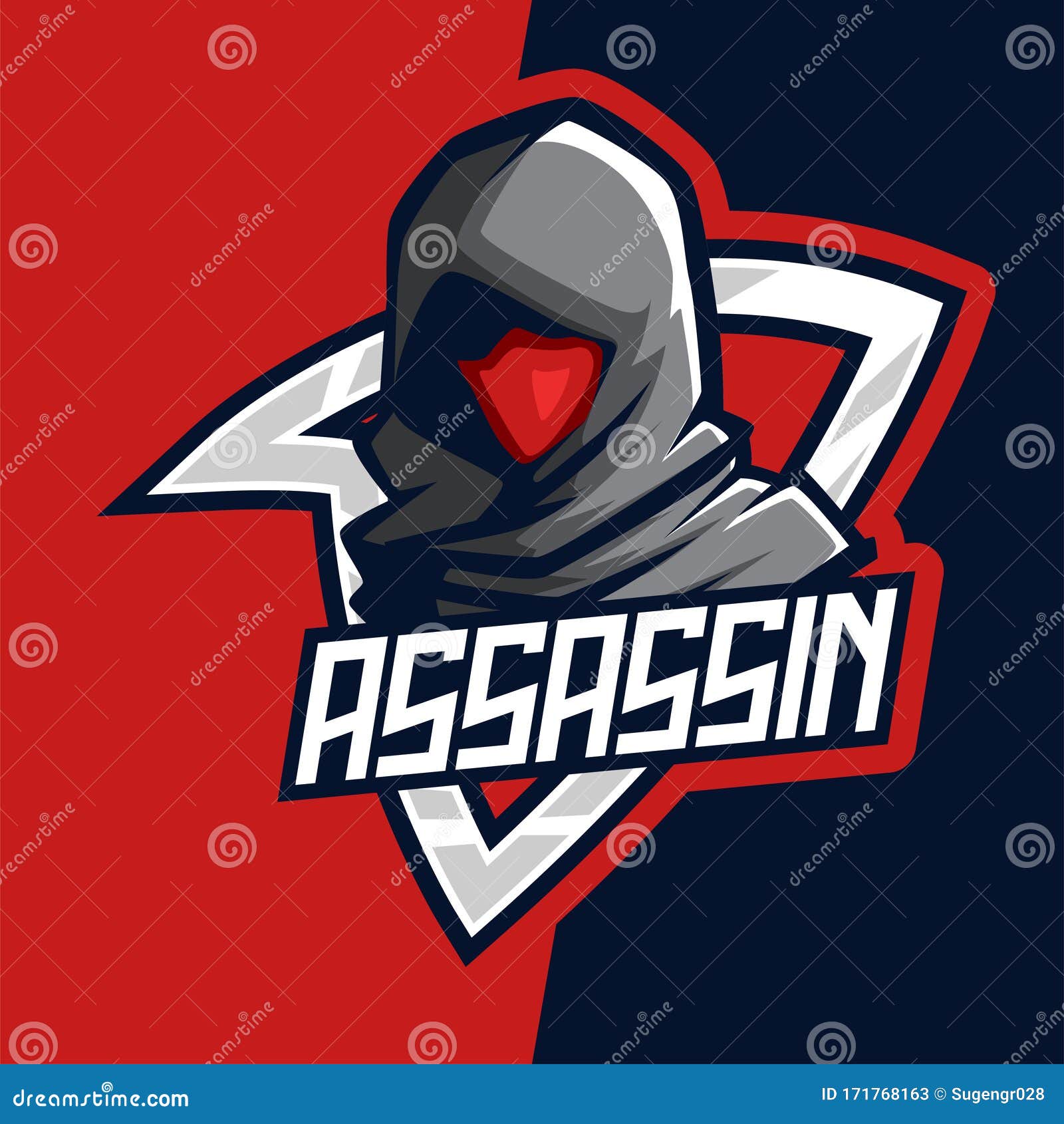 Dark Red Assassin E-sport Mascot Logo Stock Vector - Illustration of ...