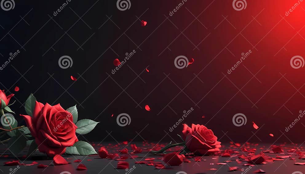 Dark Red Background with Rose Flower Frame and Dim Light Stock ...
