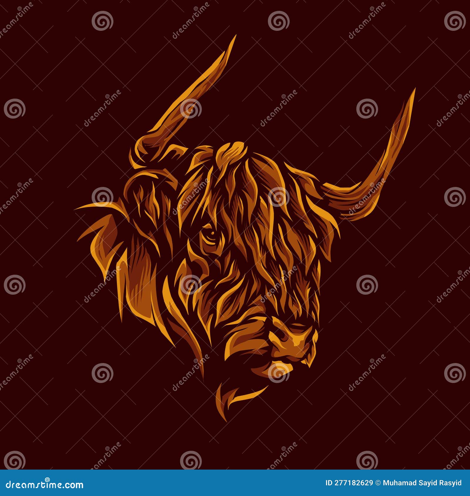 Dark Red Bison Head Illustration Stock Vector - Illustration of cartoon ...