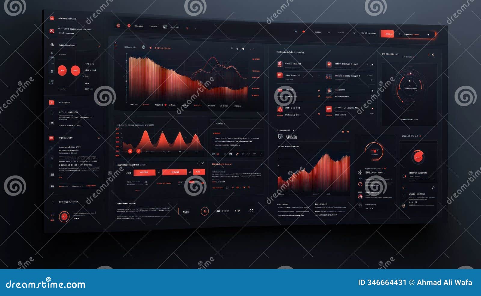 Dark Red and Black Dashboard UI Design, a Futuristic Interface for Data ...