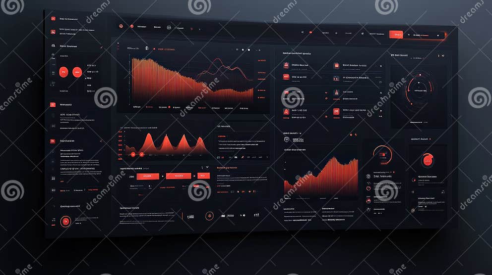 Dark Red and Black Dashboard UI Design, a Futuristic Interface for Data ...
