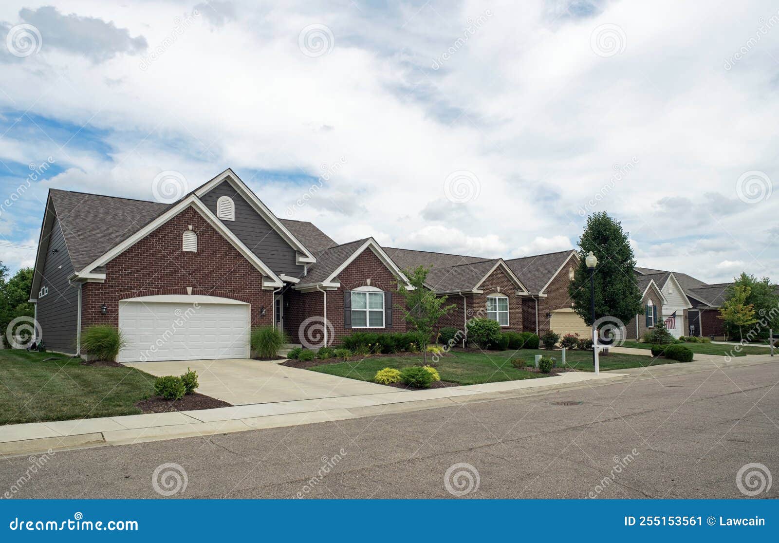 Dark Red Brick Condo Complex Stock Image - Image of cloudy, home: 255153561