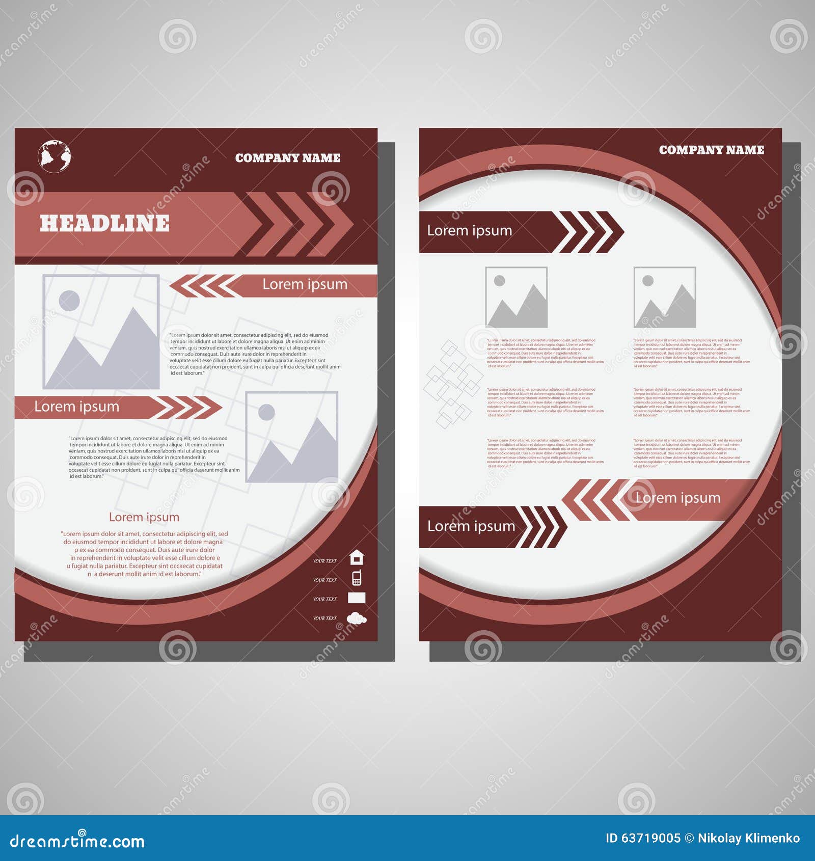 Dark Red Brochure Flyer Design Infographic Size A4 Stock Vector ...