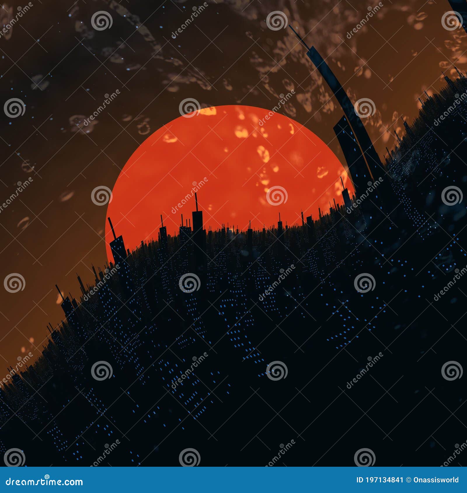 Dark Red Cityscape Abstract Background Illustration Stock Illustration ...