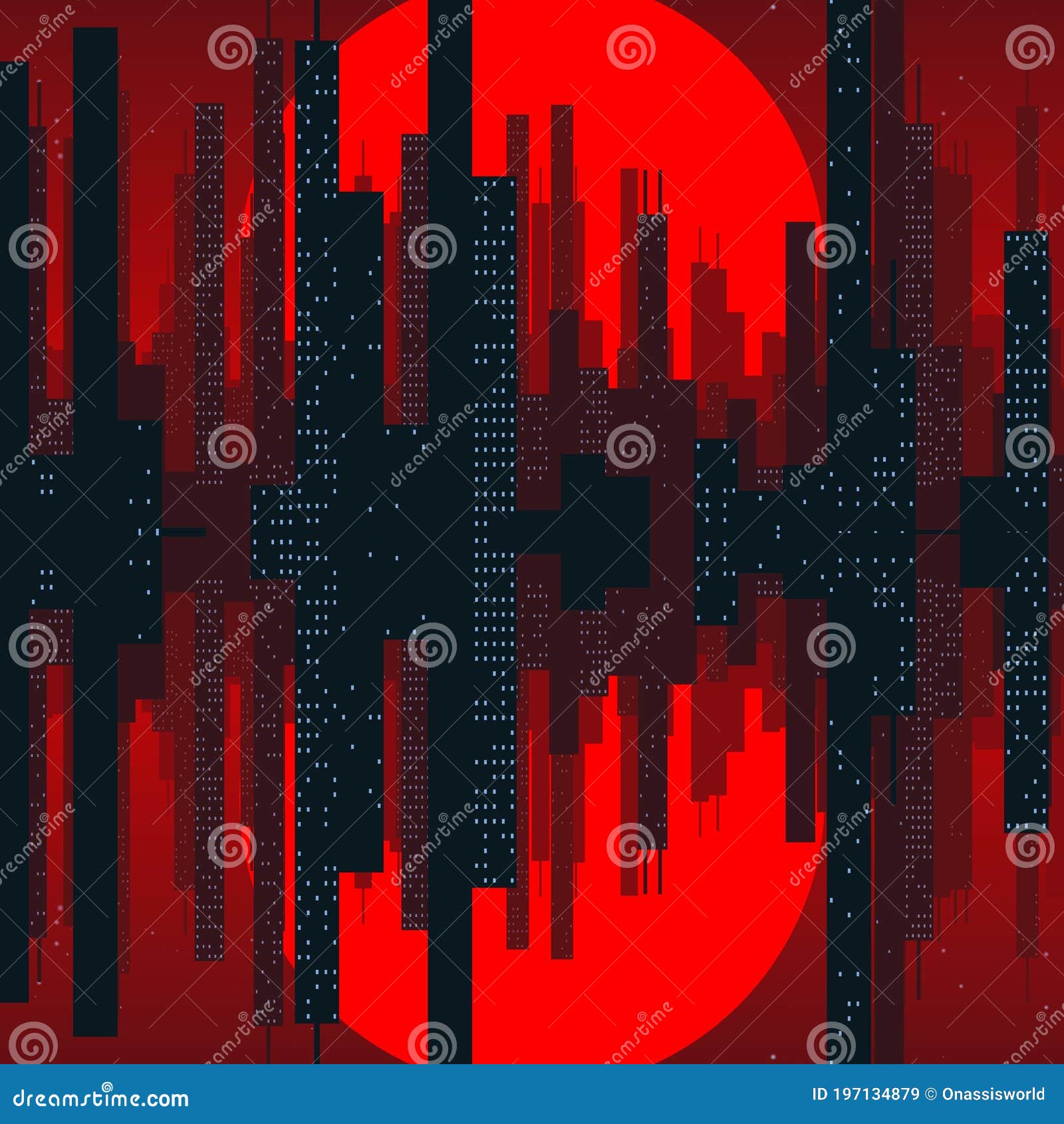 Dark Red Cityscape Abstract Background Illustration Stock Illustration ...