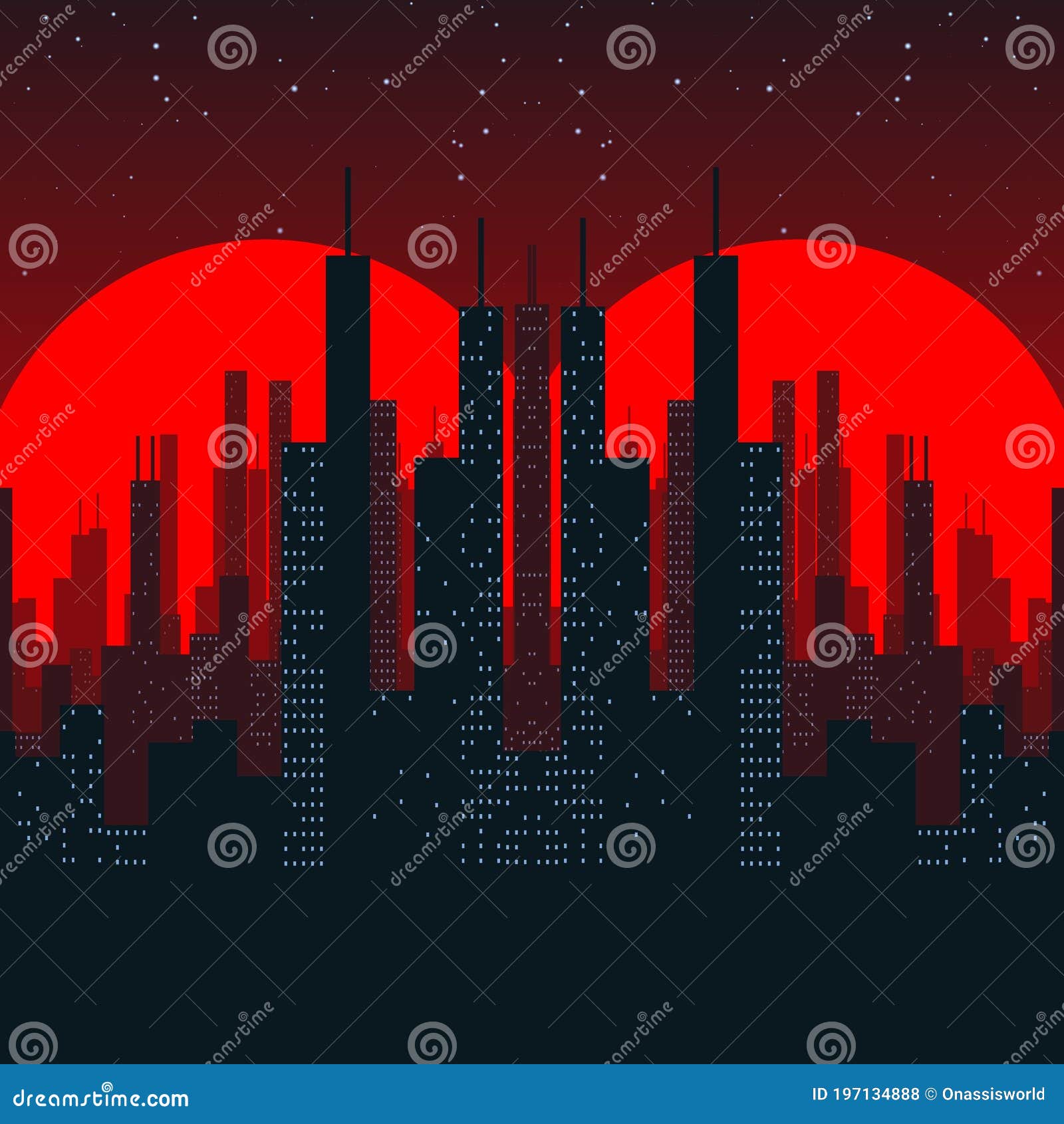 Dark Red Cityscape Abstract Background Illustration Stock Illustration ...