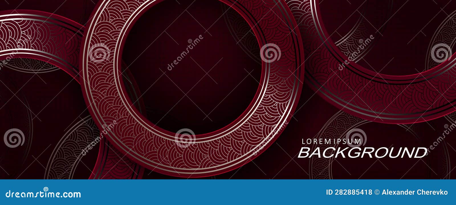 Dark Red Design, Round Frames with Golden Border Stock Vector ...