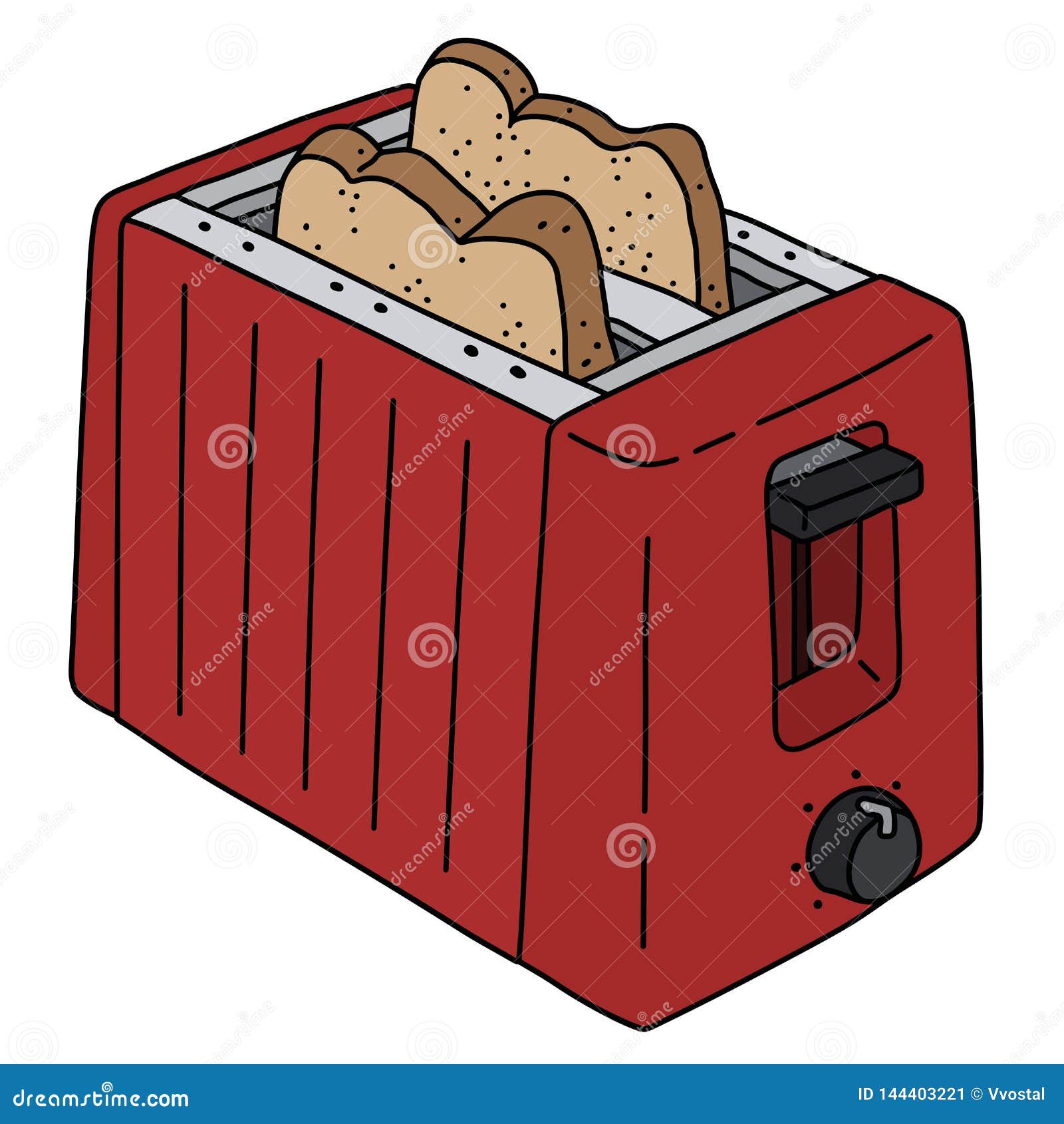 Electric Toaster With Slice Of Toasted Bread Cartoon Vector ...