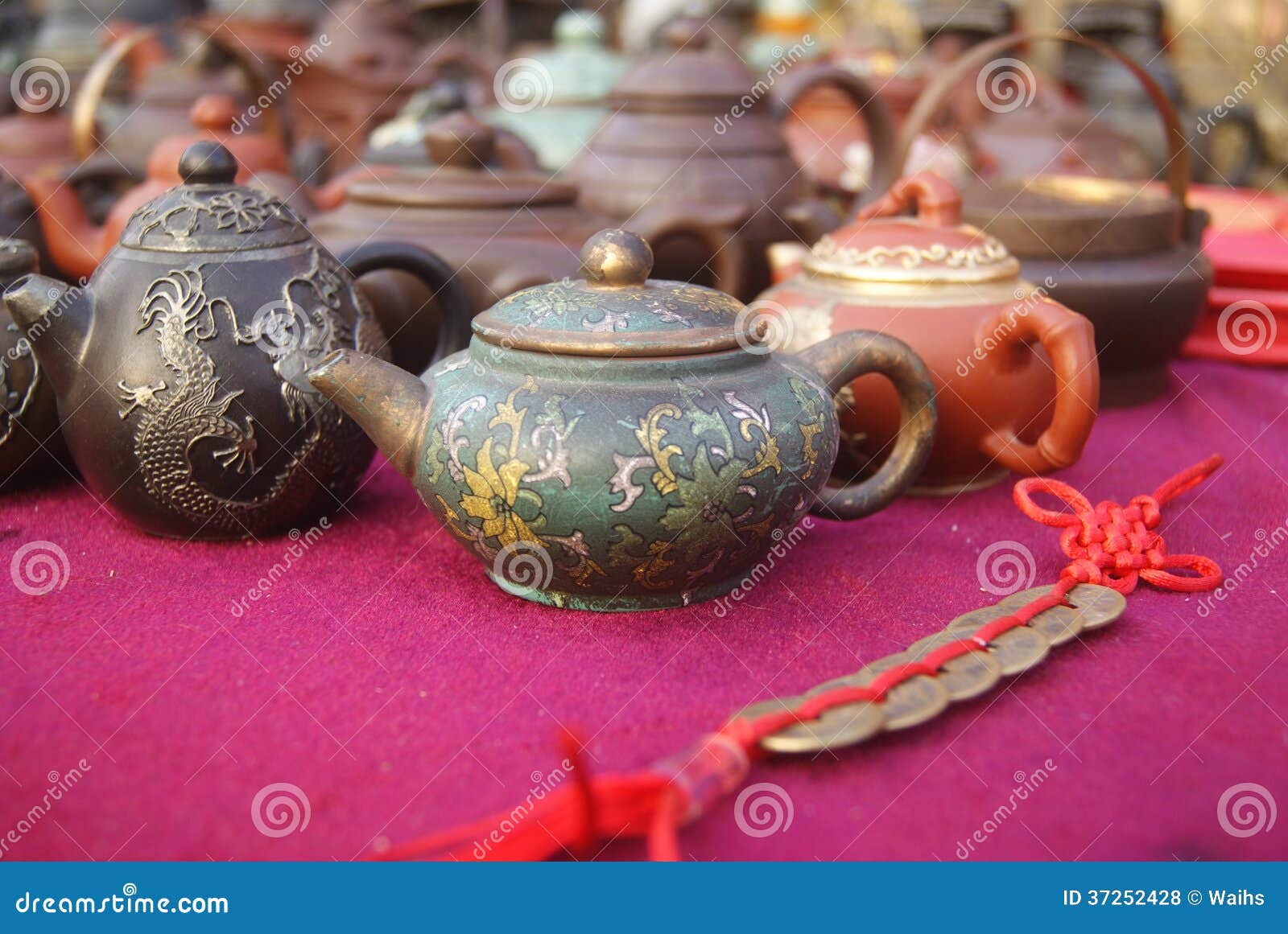 Dark-red Enameled Pottery Teapot Stock Photo - Image of asia ...