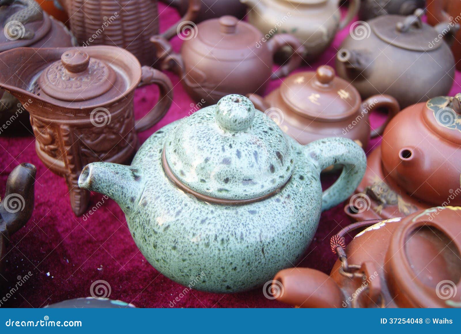 Dark-red Enameled Pottery Teapot Stock Photo - Image of crafts ...