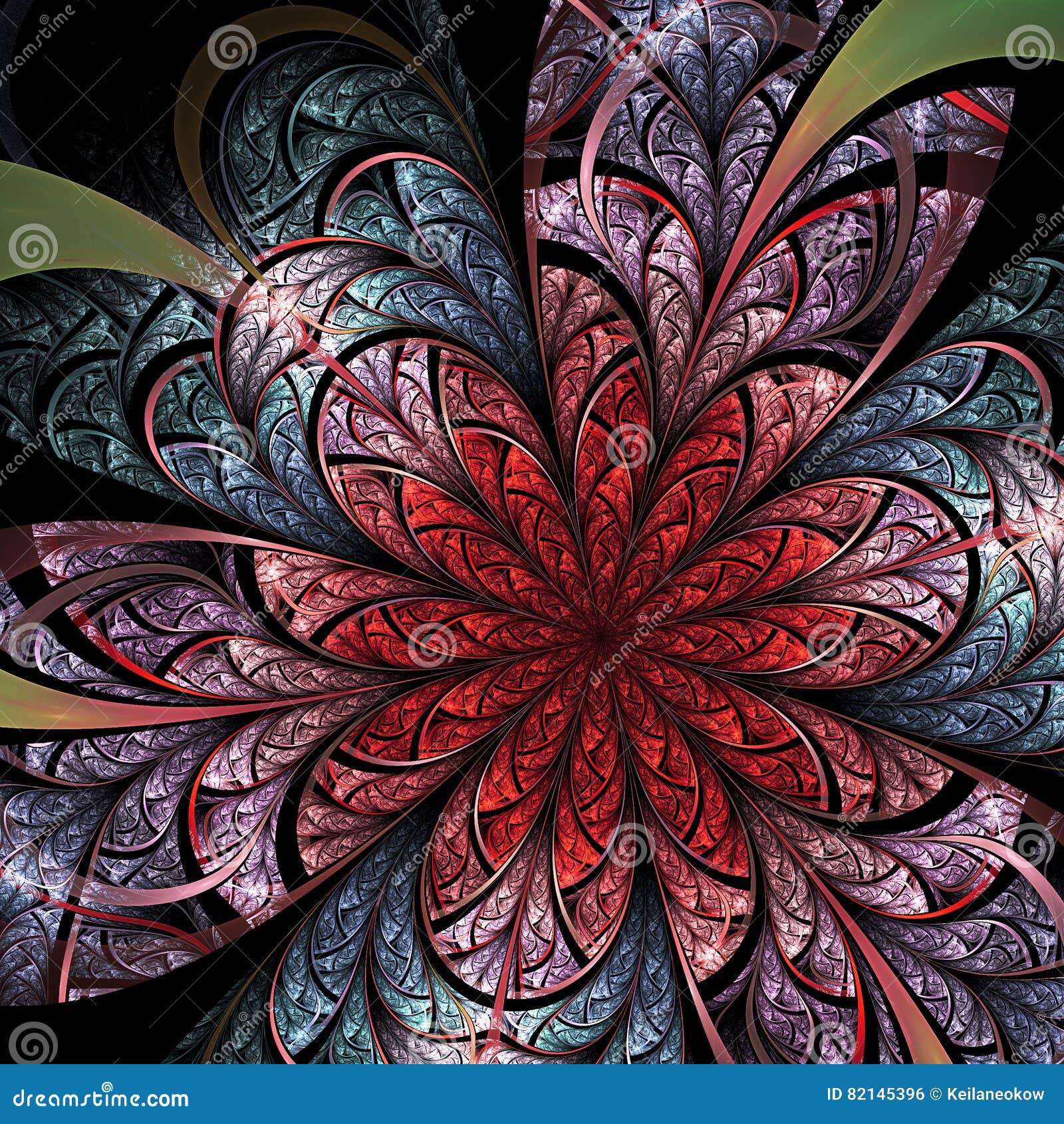 Dark red fractal flower stock illustration. Illustration of dream ...